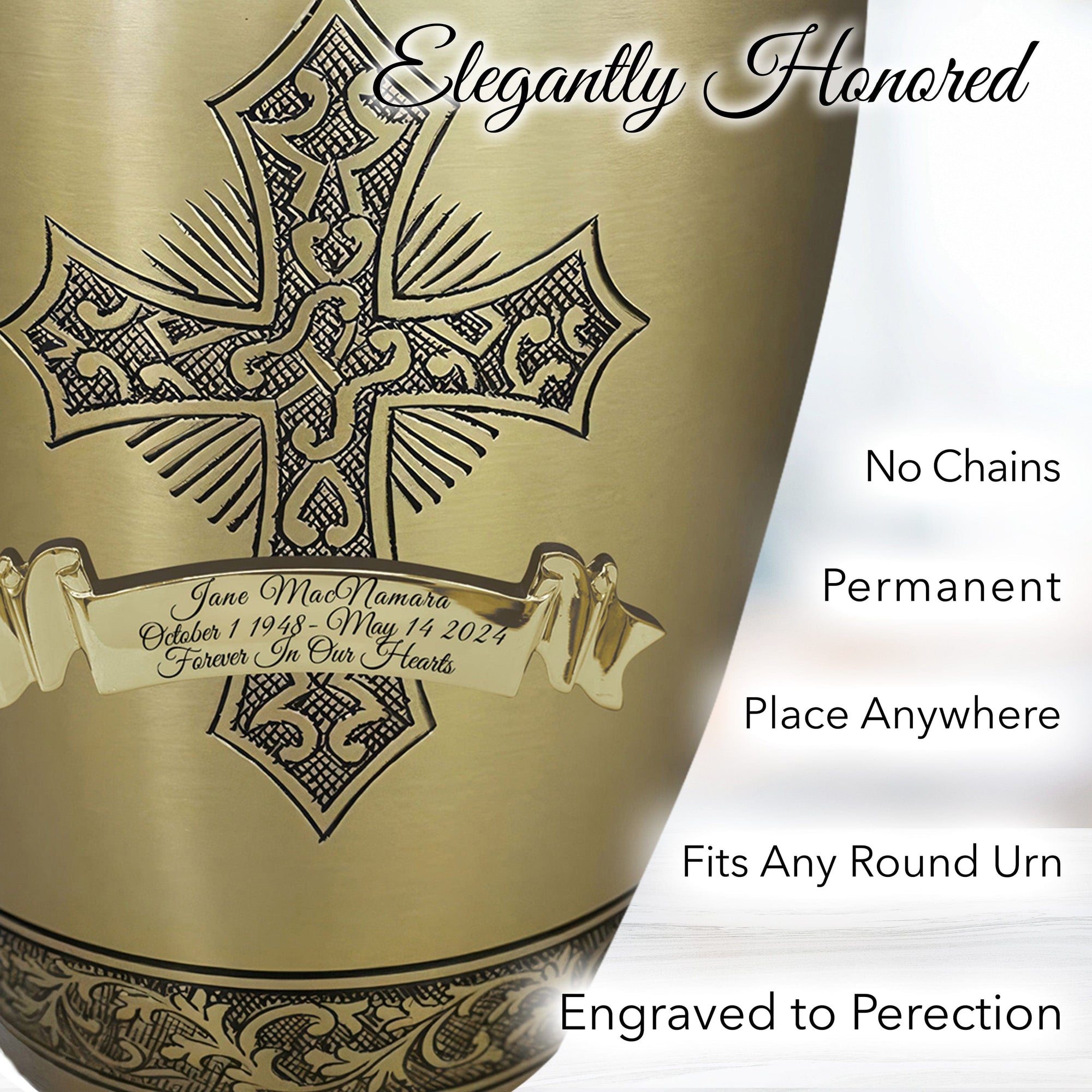 Love of Christ Gold Cross Cremation Urns - Commemorative Cremation Urns