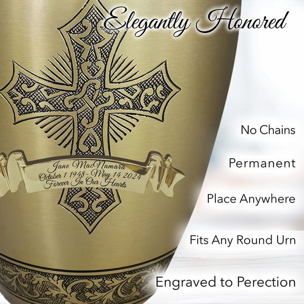 Love of Christ Gold Cross Cremation Urns - Commemorative Cremation Urns