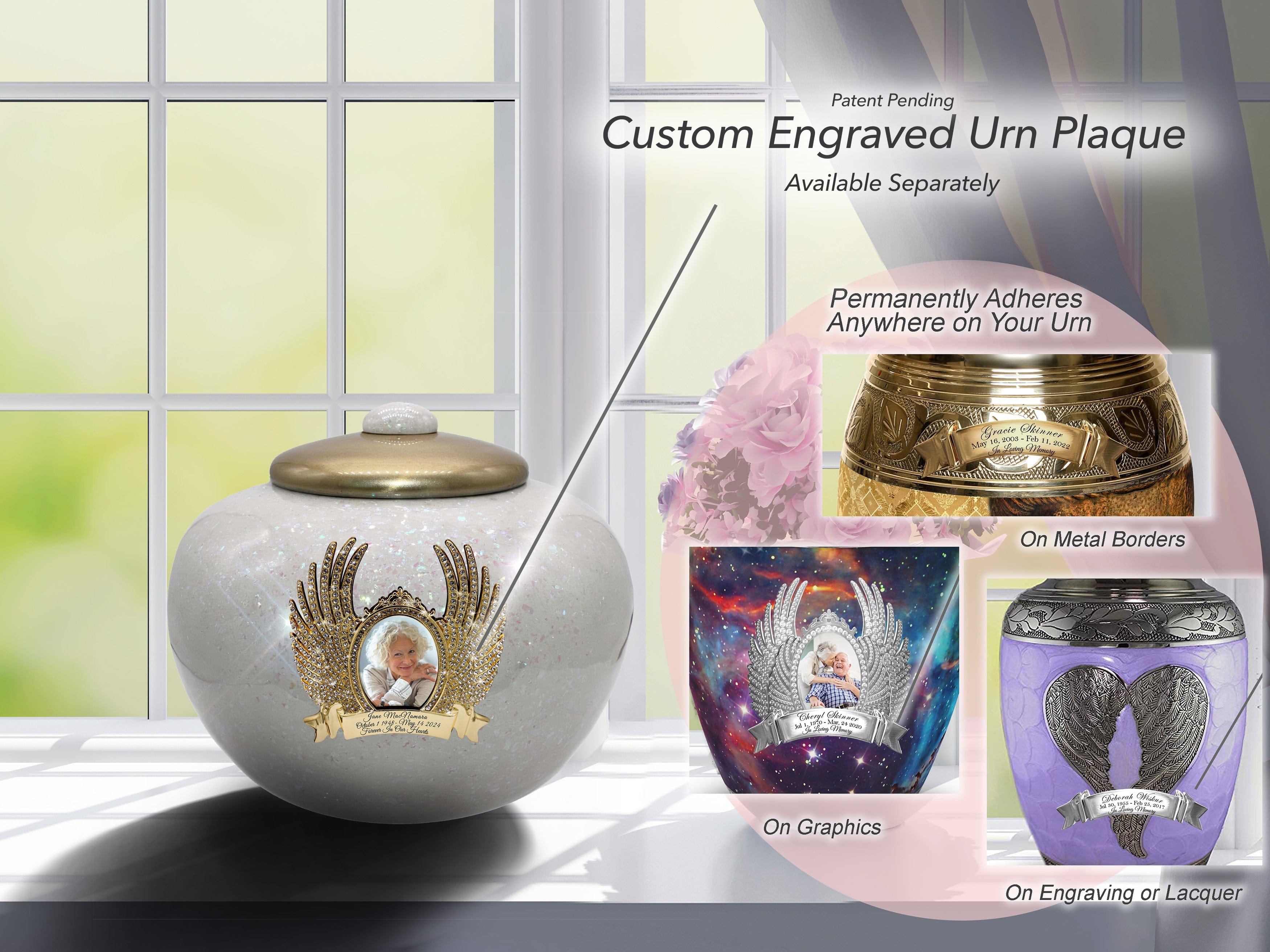 White Sparkling Cremation Urns for Human Ashes - Large Adult Funeral U ...