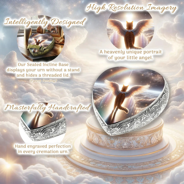 Rainbow Bridge Orange Cat Urn - Commemorative Cremation Urns