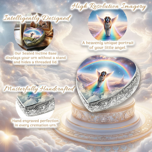 St Bernard Dog Urn - Rainbow Bridge Urn for Dog Ashes - Commemorative ...