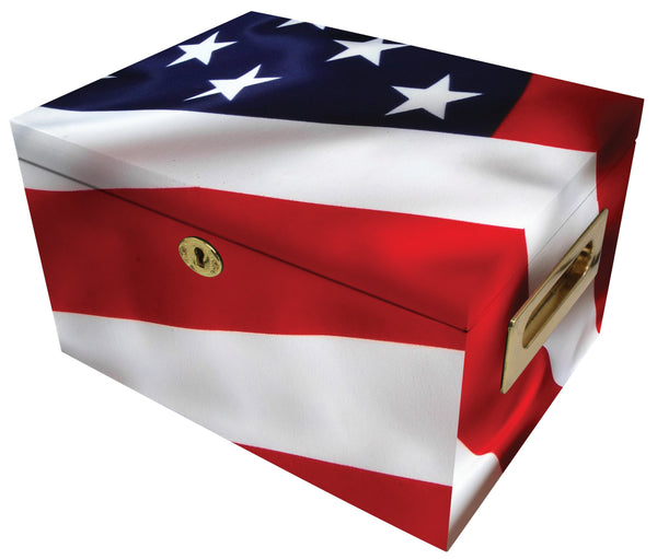 American Flag Memorial Collection Chest Cremation Urn - Commemorative ...