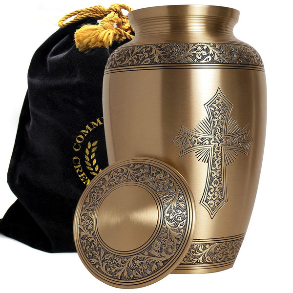 Love of Christ Gold Cross Cremation Urns - Commemorative Cremation Urns