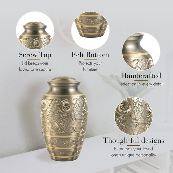 Platinum Majestic Radiance Cremation Urn for Human Ashes - Large Adult ...