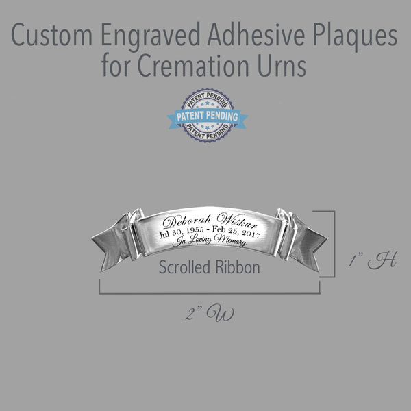 Custom Engraved Scrolling Ribbon Plaque - Commemorative Cremation Urns